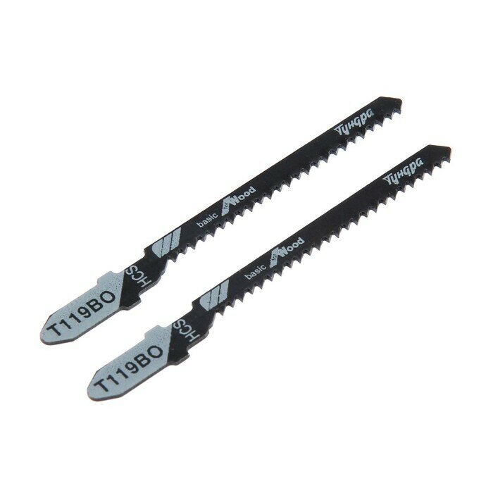 Пилки для лобзиков тундра, по дереву, фигурный рез, HCS, 50/75 х 2 мм, 2 шт.