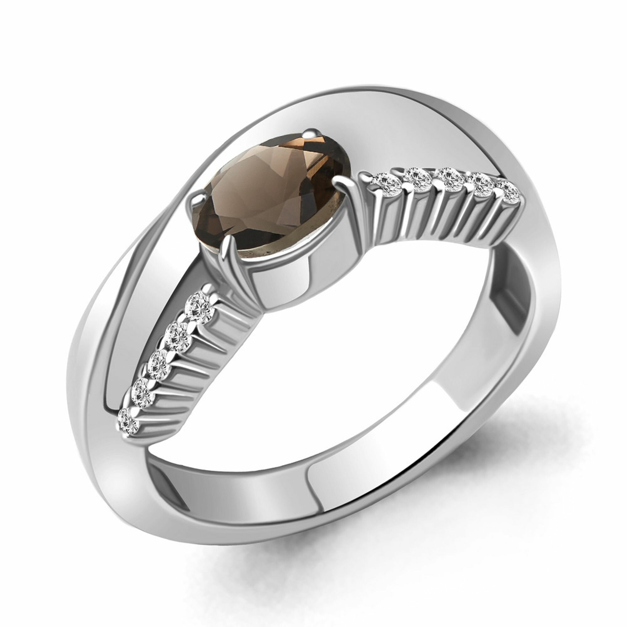 Кольцо Diamant online, серебро, 925 проба, родирование, фианит, кварц