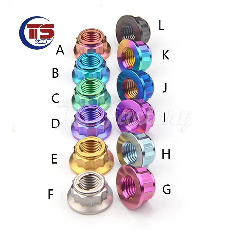 TITST титановые угловые стопорные гайки M10 10 шт. M10X1.25, L-Black