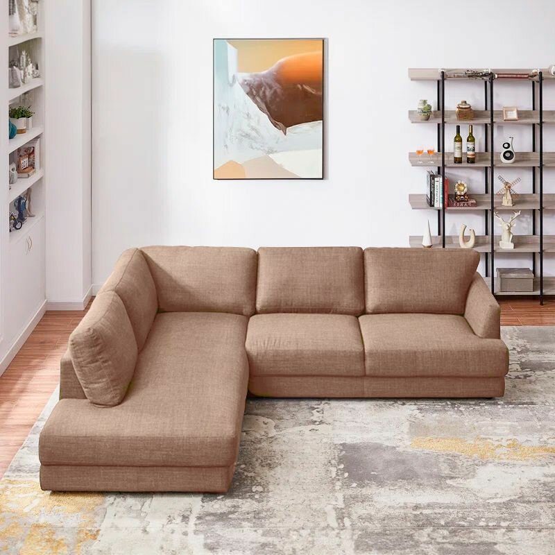 Диван угловой Toscana, 265х200х65 см, Savana Beige, диван нераскладной, большой. Гарантия 12 месяцев