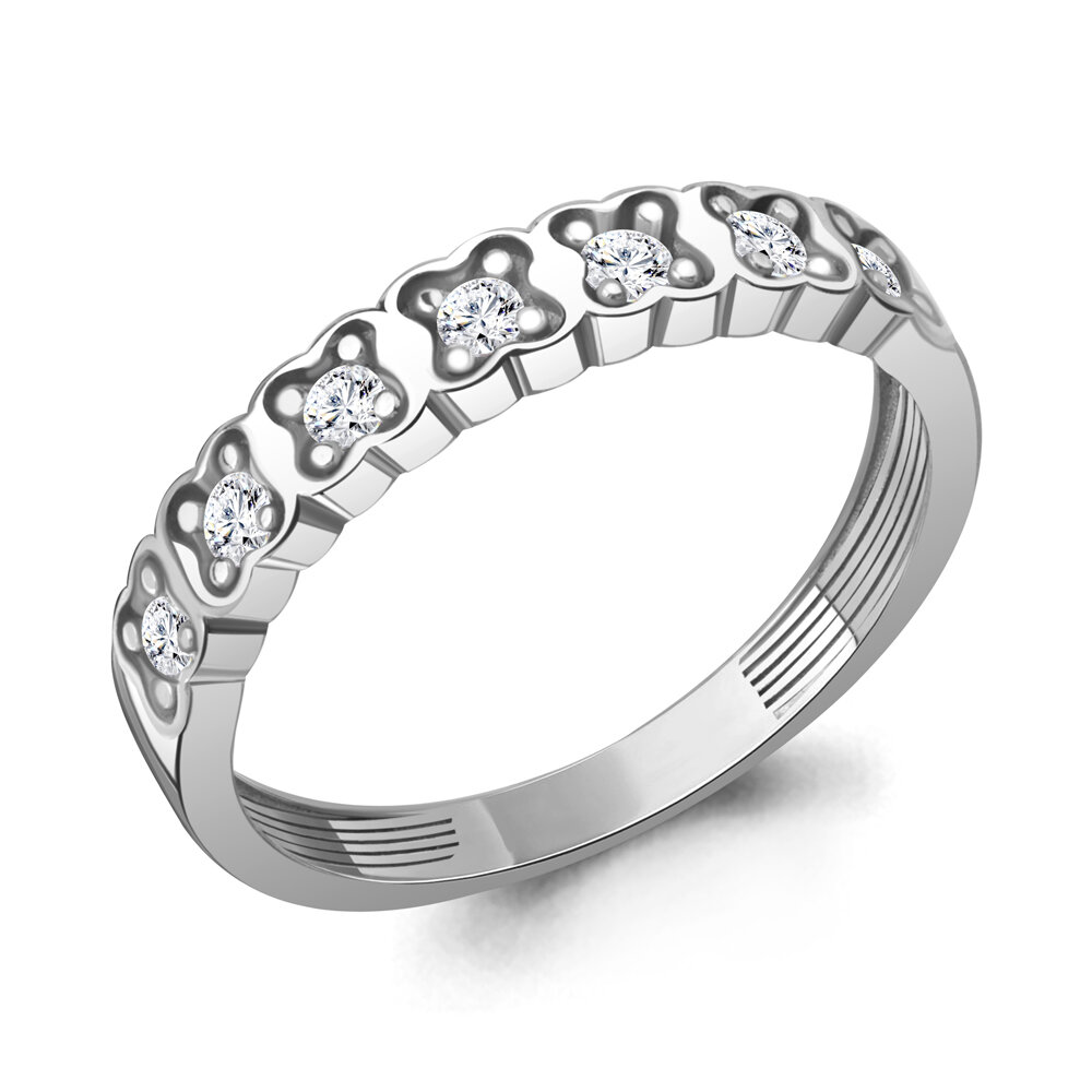 Кольцо дорожка, серебро, 925 проба, родирование, фианит