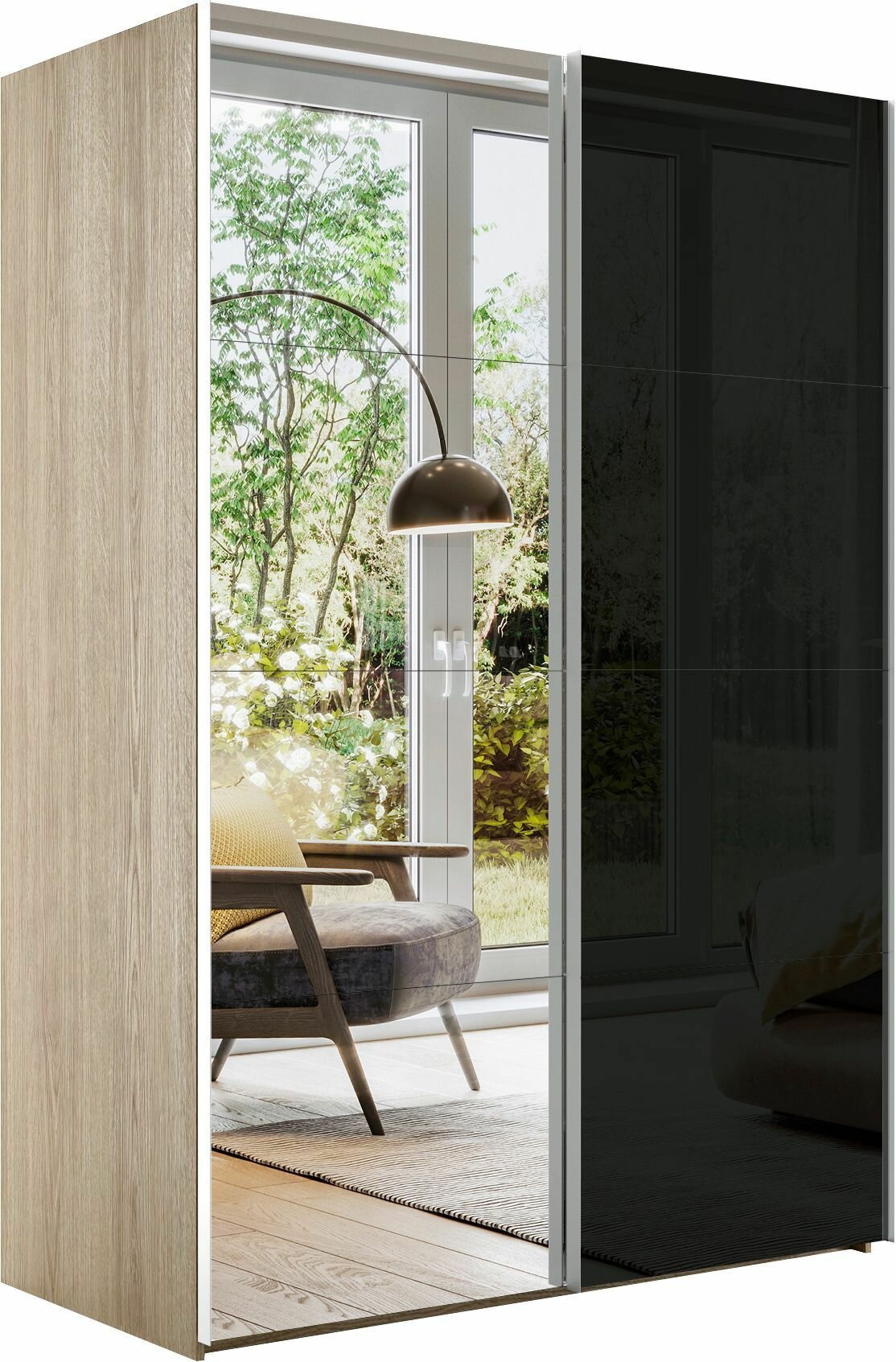 Шкаф-купе Эста 1,6, 2,2м зерк/черн стекло