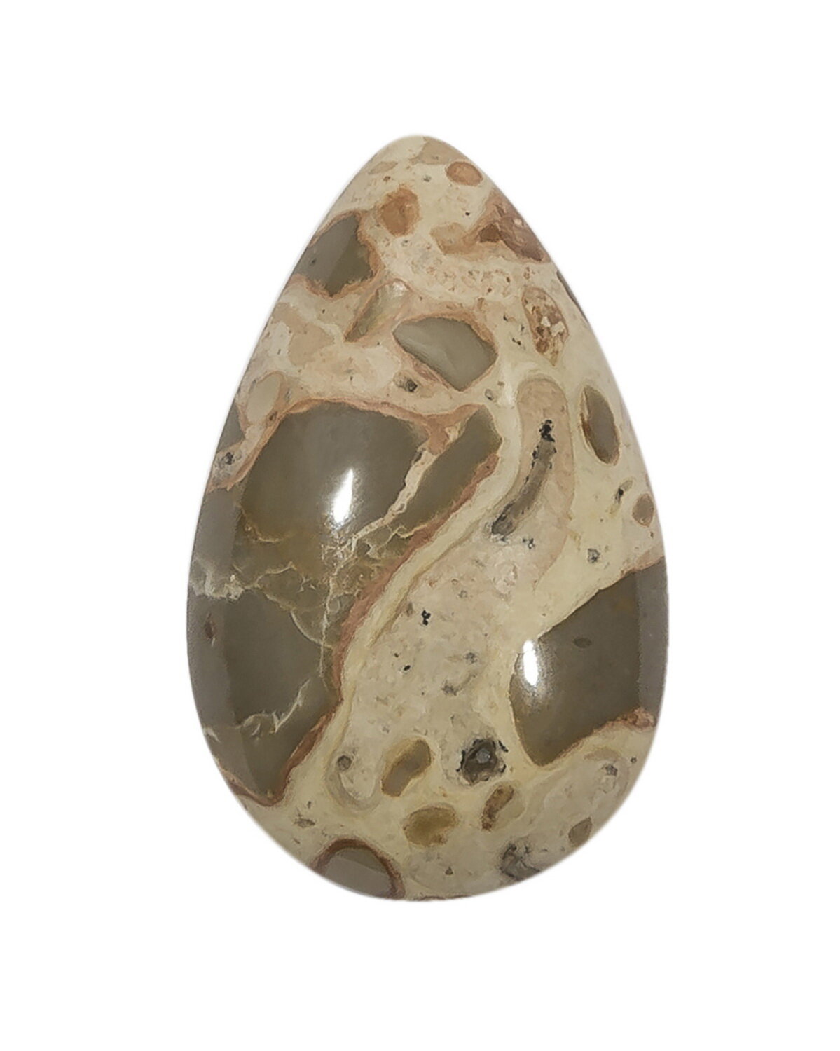 Кабошон Яшма брекчия, размер: 27х17х6 мм, натуральный минерал.