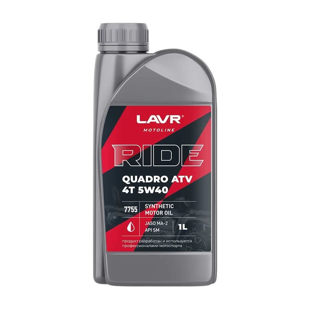 Моторное масло RIDE QUADRO SM MOTO 4Т, 5W40, 1 л LAVR Ln7755