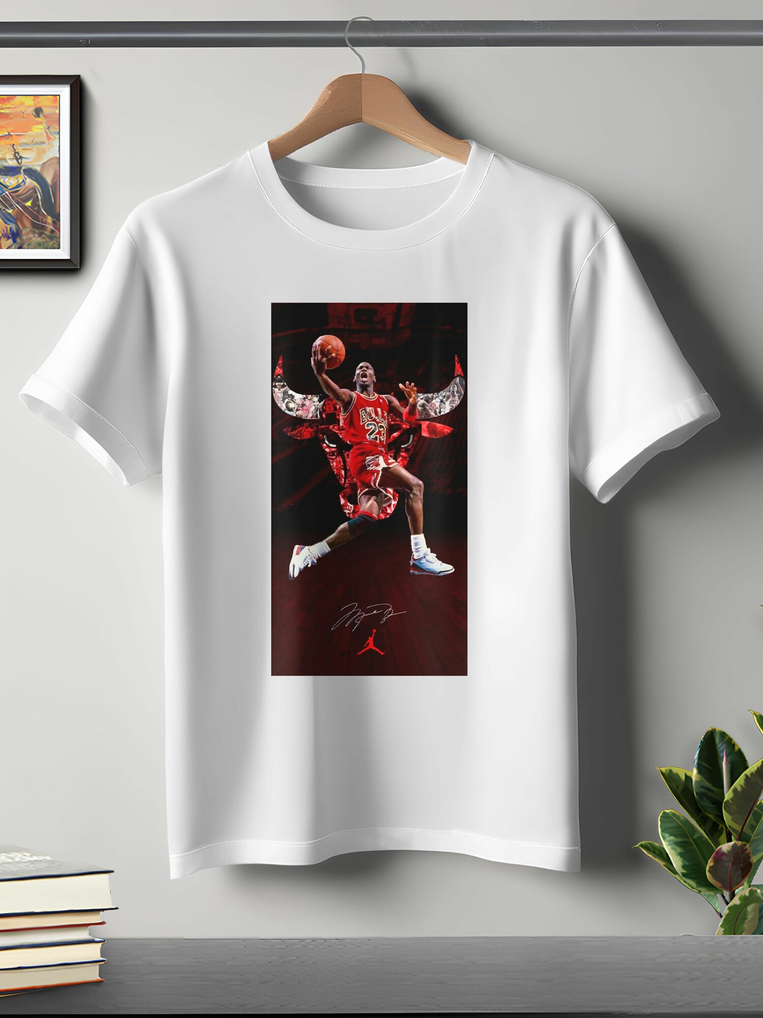 Футболка ONEQ унисекс 48-50 (L) размер с принтом Майкл Джордан, белая