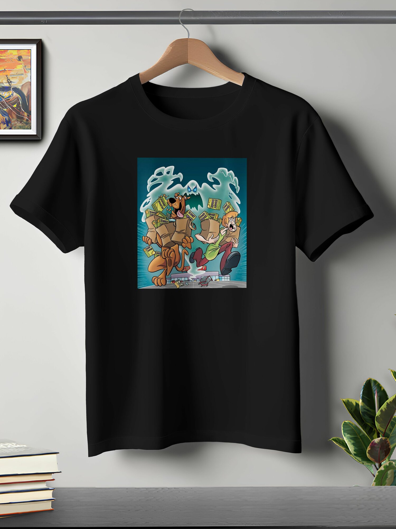 Футболка ONEQ унисекс 46-48 (M) размер с принтом Скуби-Ду, черная