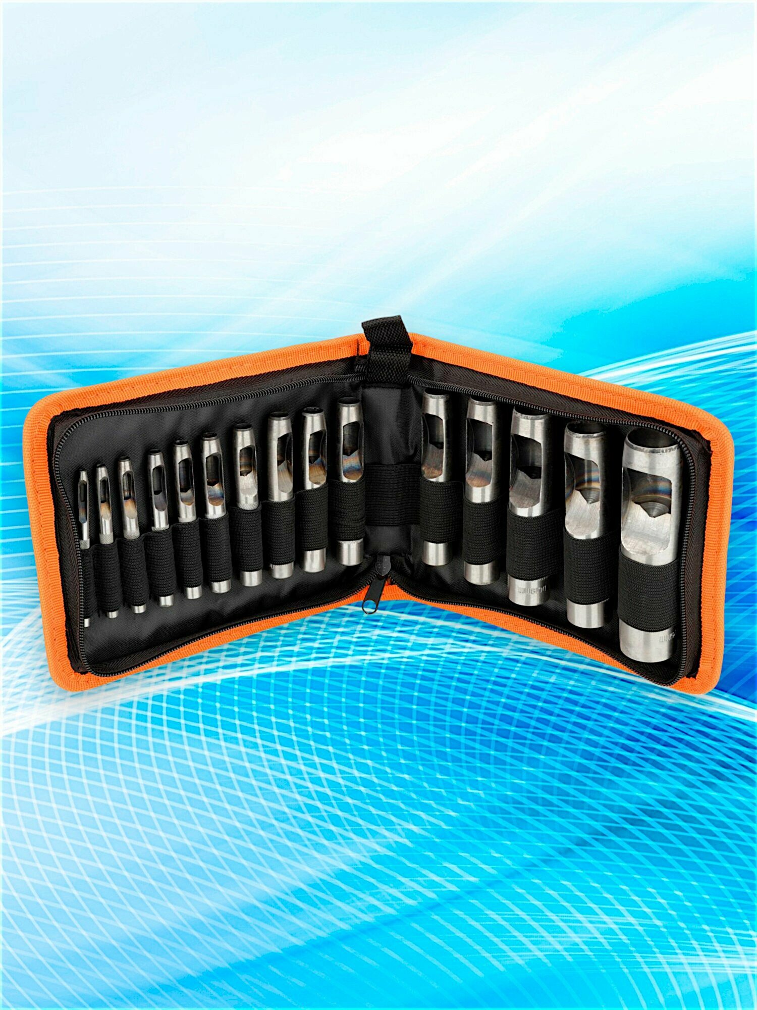 Набор просечек (АвтоDело) 3.0 - 25.0 мм в сумке (15 штук) (11635)