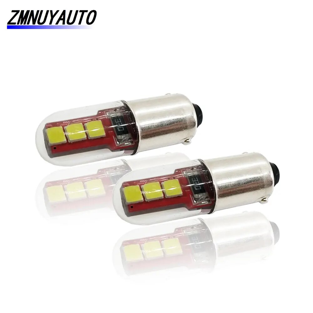 Светодиодные лампы BA9S, T4W, H6W, 6SMD 3535, 2 шт, 12 В