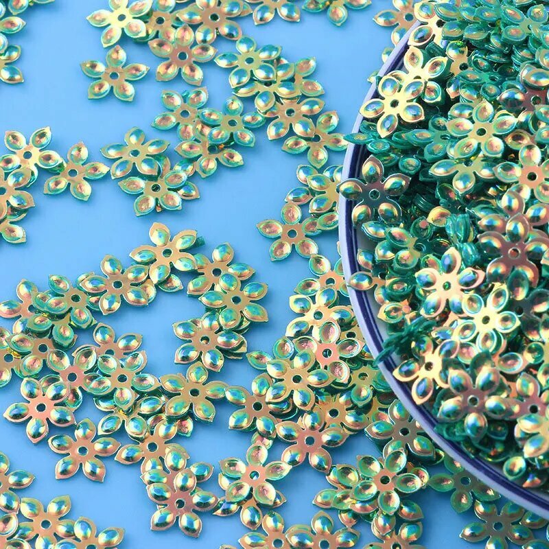 ПВХ пайетки цветы 9 мм 10г/20г 9mm 10g, JG green