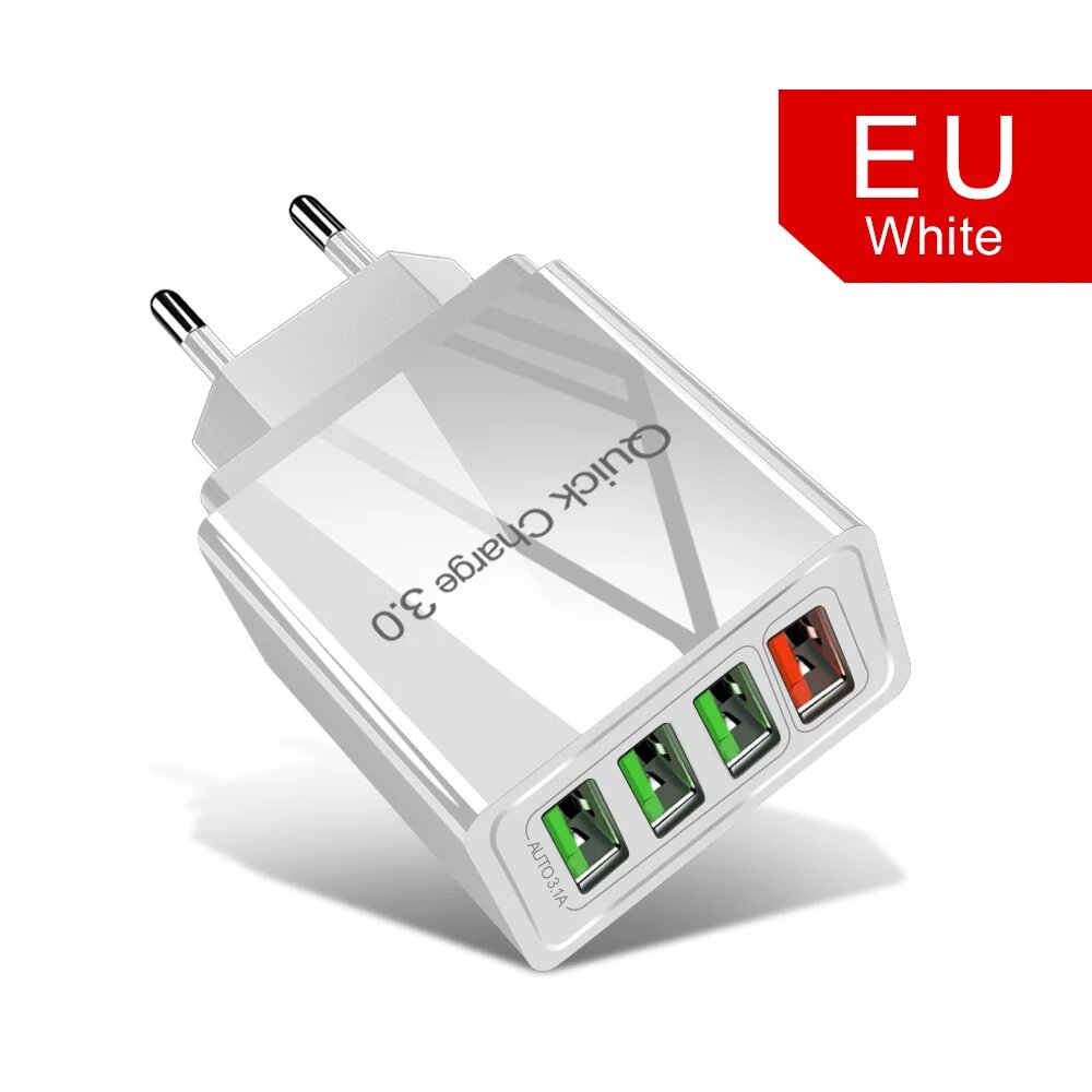 Сетевое зарядное EU Plug White Quick Charge 3.0