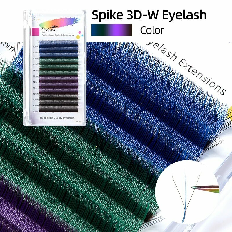 Yelix 3D-W ресницы шипы, D изгиб, 12 мм, Spike 3D-W Color