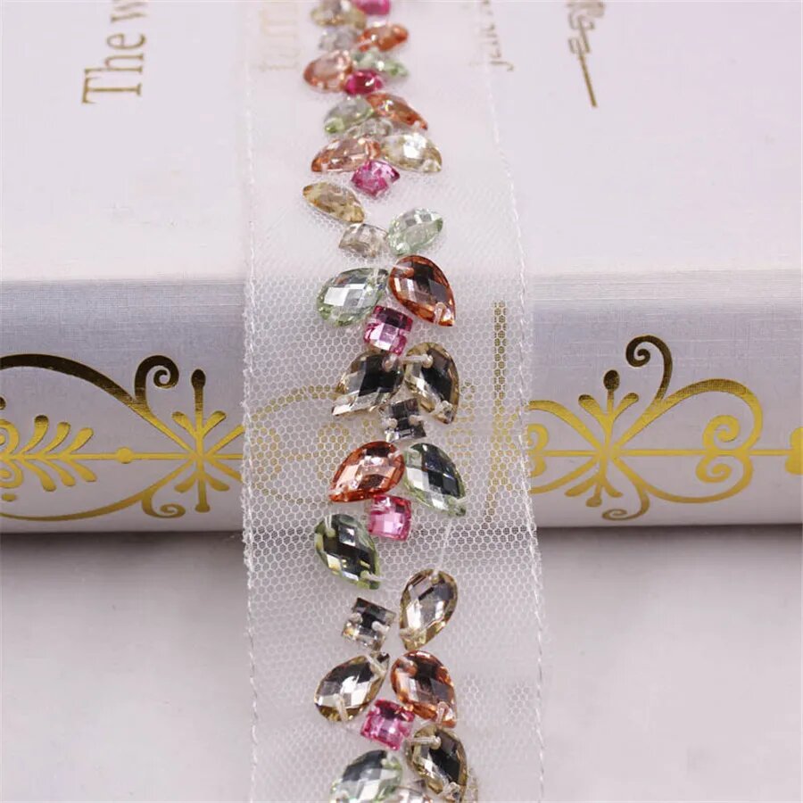 Кружевной пояс с бисером 3 см черный/белый off white