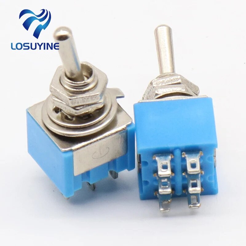 5 шт./лот синие 6-контактные миниатюрные переключатели DPDT ON-ON Mini 6A125VAC