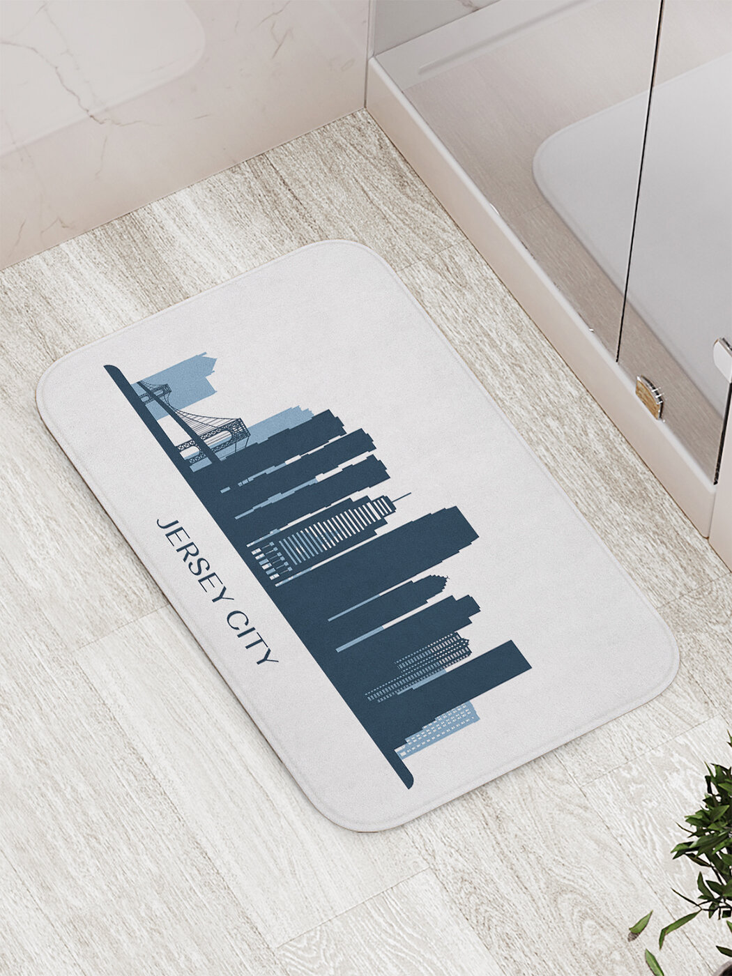 Коврик для ванной комнаты, туалета "Графический Джерси-Сити" противоскользящий, 52х77 см, JoyArty