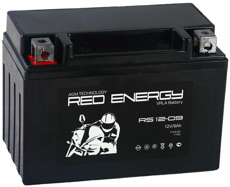 Аккумулятор Red Energy RS-1209 для мототехники (12В, 9Ач / 12V, 9Ah / стартерный ток 135А) YTX9-BS, YTX9