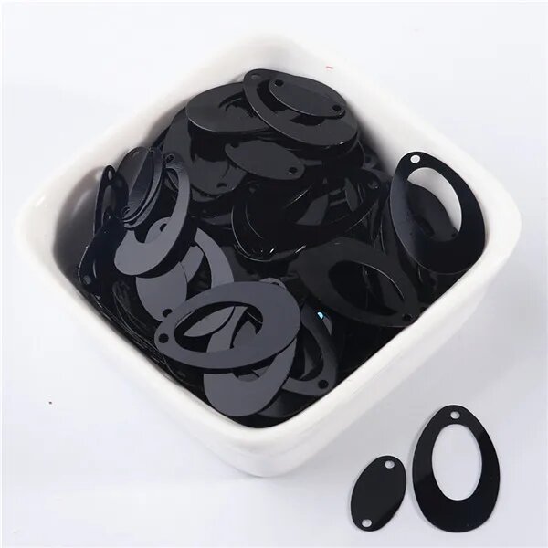 Золотые двойные овальные блестки Lucky Sewing Черный, Solid Black