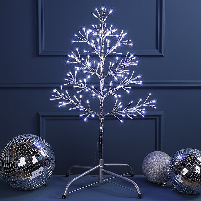 Светодиодное дерево Lausanne Silver 78 см, 140 холодных белых LED ламп с мерцанием, IP44, Kaemingk, 493487-1