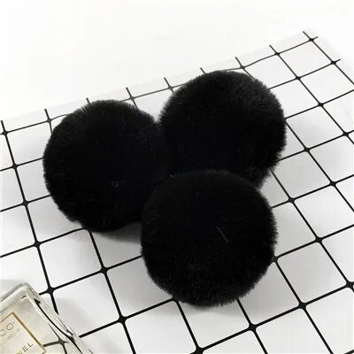 Помпон из искусственного меха 8 см Черный, black