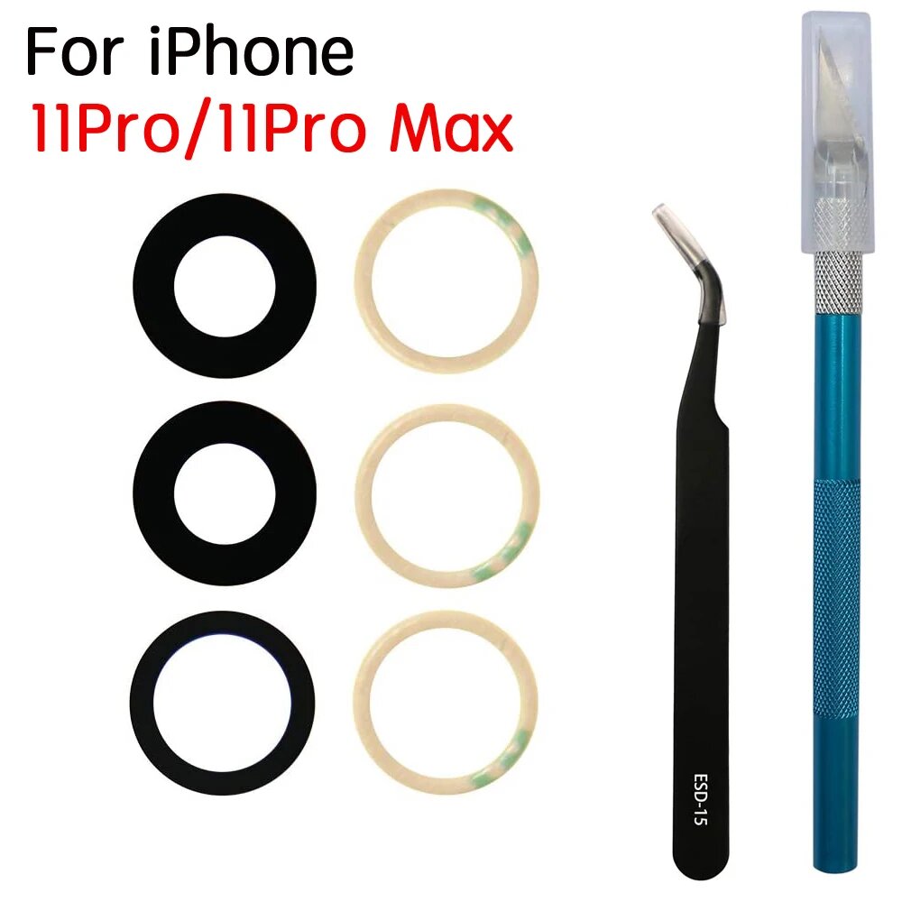 Стекло задней камеры для iPhone 11, 12, 13, 14, 15 Plus, объектив задней камеры MIni Pro Max с клеем и съемными инструментами, замена 11 Pro Max