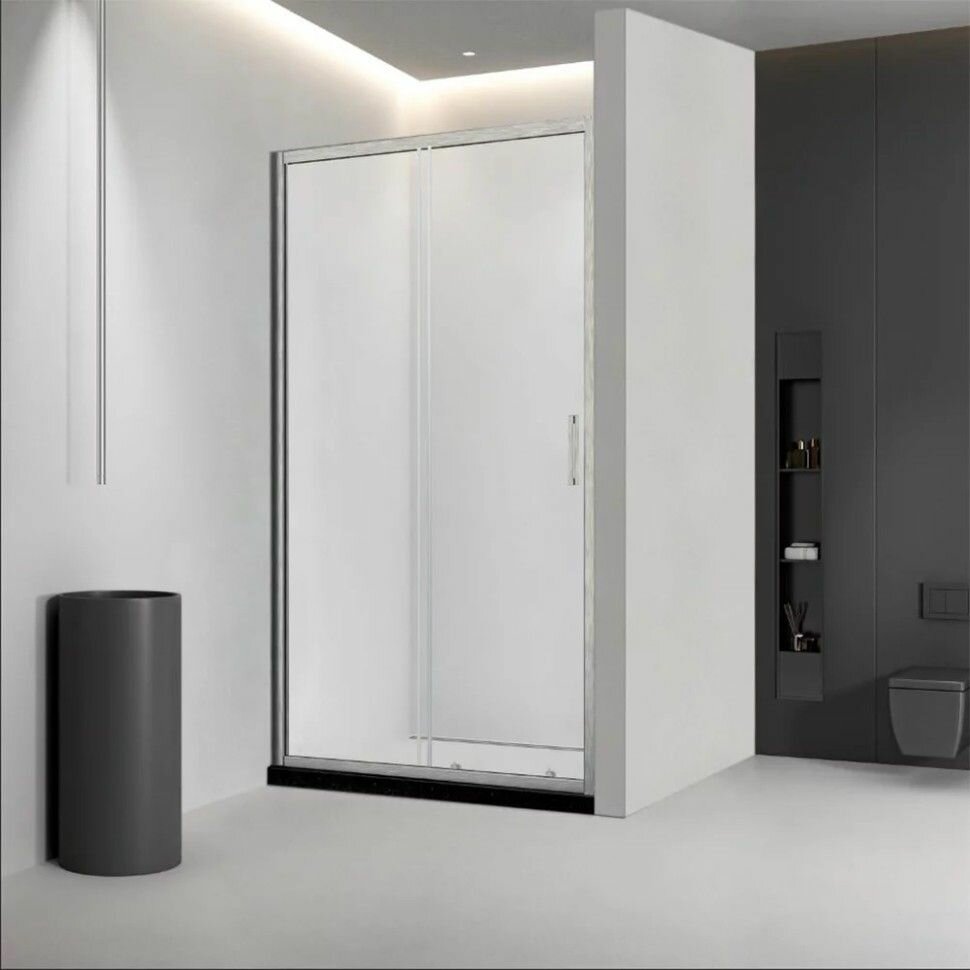 Душевая дверь в нишу Veconi Vianno раздвижная VN46BC, 110х195 см, стекло прозрачное, профиль брашированный никель VN46BC-110-01-C5