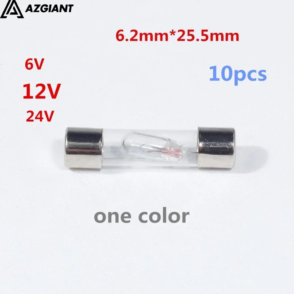 Лампы AZGIANT 6.2x25.5mm 6V/12V/24V, 10шт