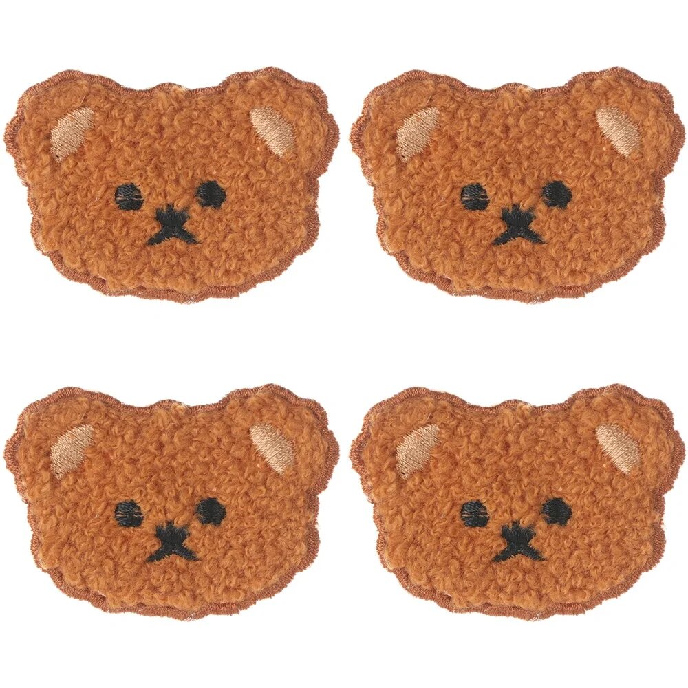 Набор из 4 вышитых патчей с медведем generic Коричневый, 3