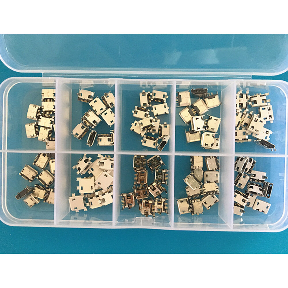 Комплект штырьковых разъемов USB типа «мама» для поверхностного монтажа, многоцелевой разъем для зарядки, предназначенный для ремонта и сборки электронных устройств.