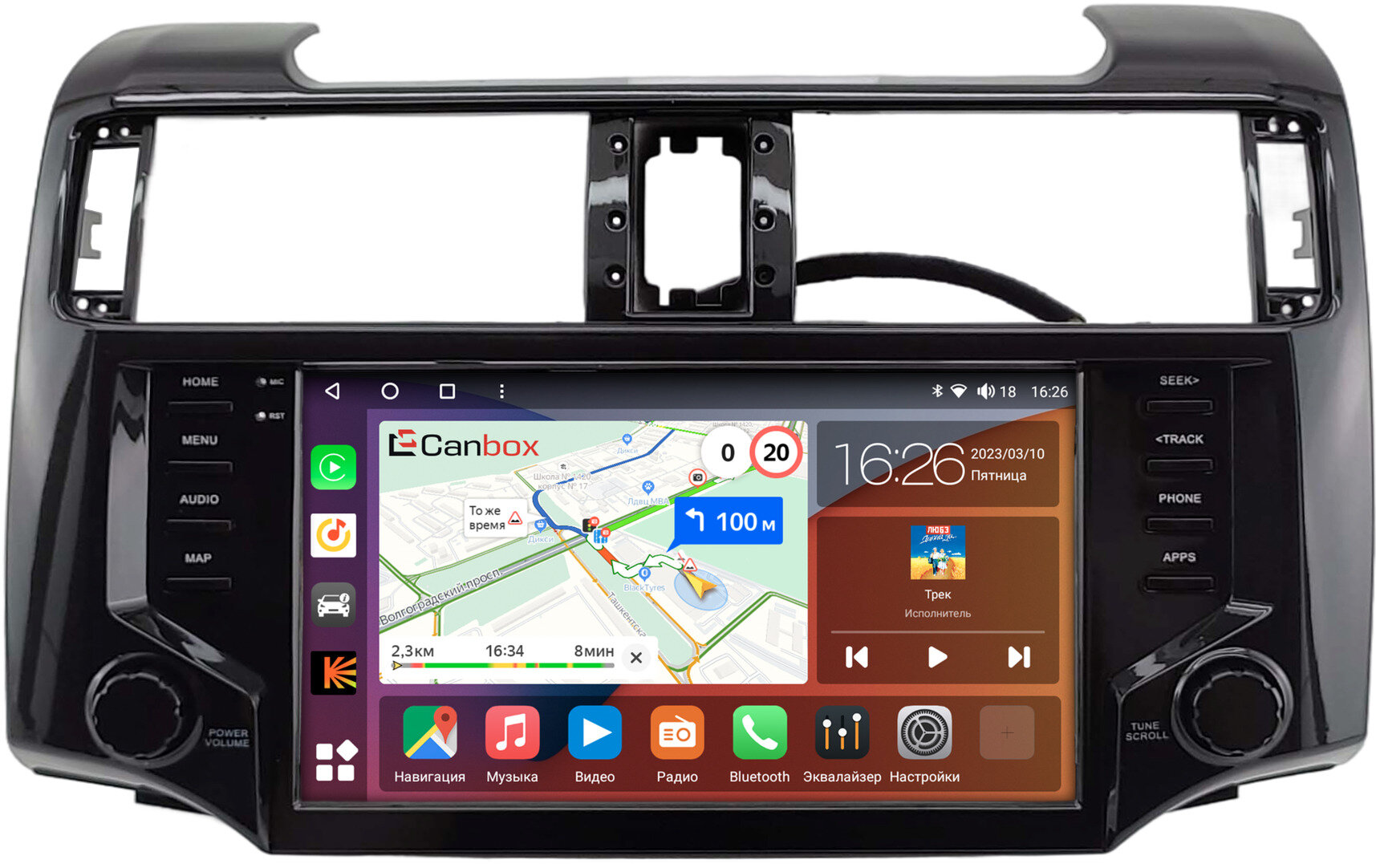 Штатная магнитола Canbox EVO 5810-9-2227 Toyota 4Runner 5 2009-2013 (черная, глянцевая) Android 14 (4G-SIM, 4/64, DSP, QLed, AI, 360)