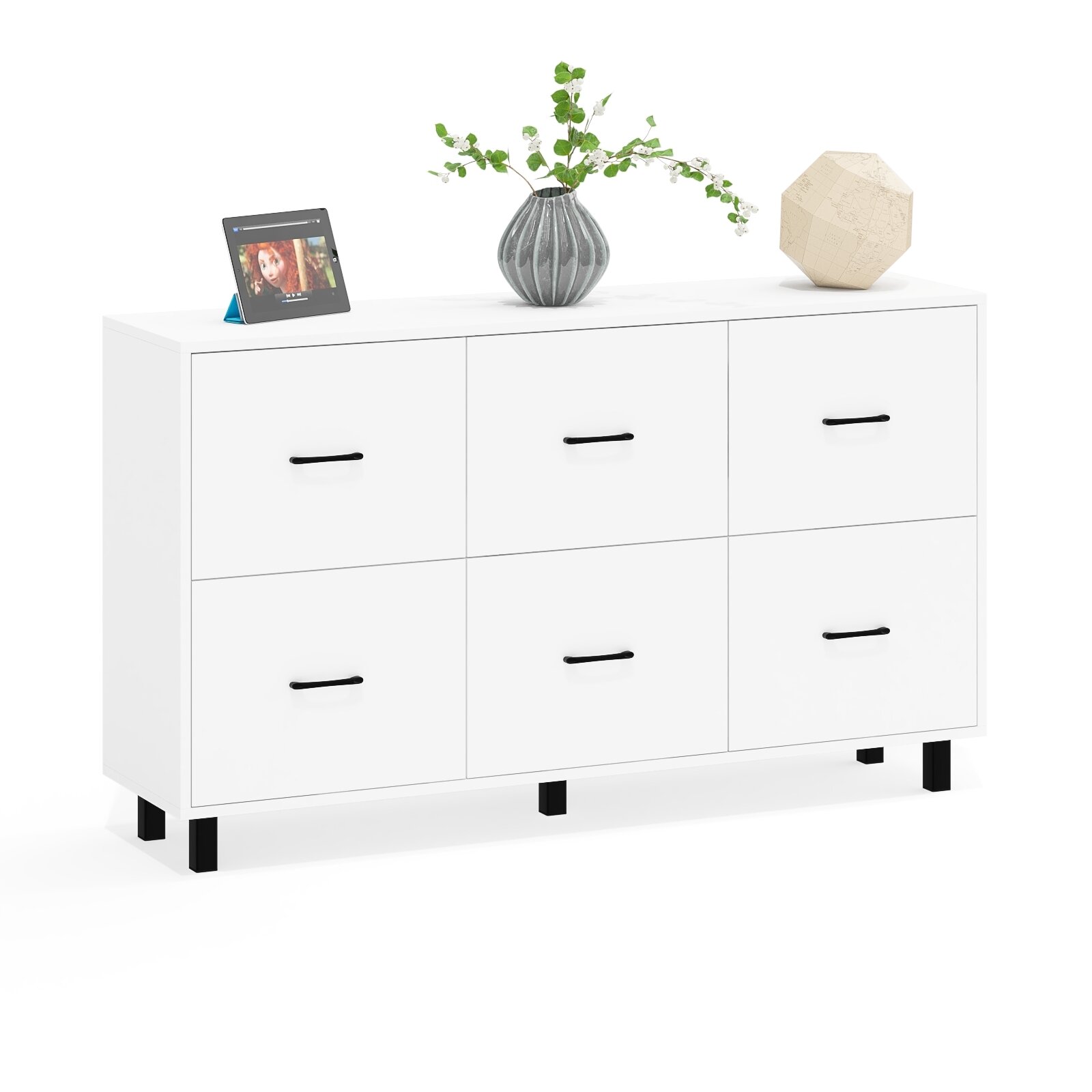 Комод РВК 127-1504 шесть выдвижных ящиков, цвет белый, ШхГхВ 150,4х37,4х87 см.