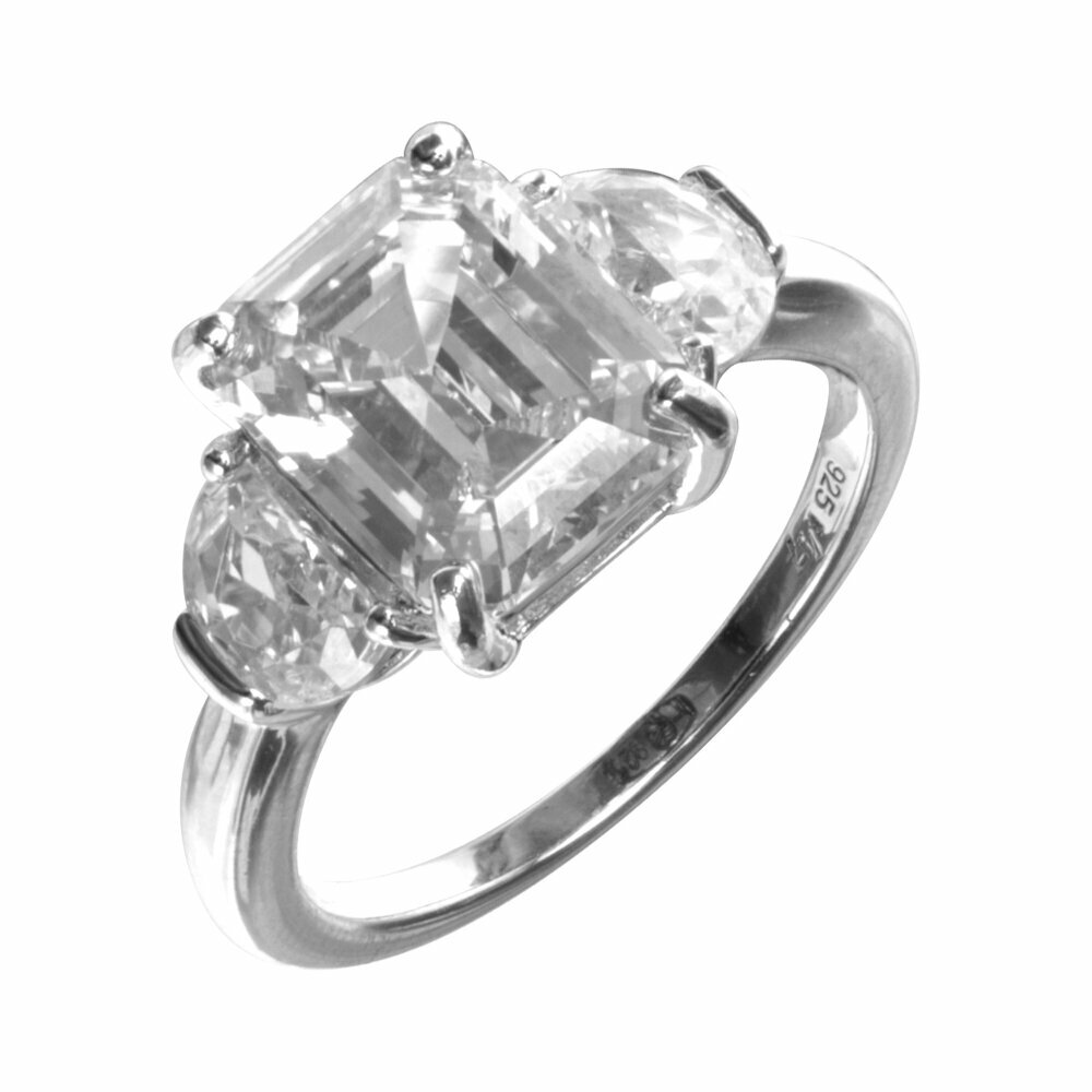 Перстень, серебро, 925 проба, родирование, циркон