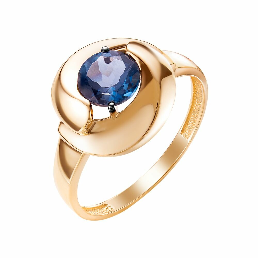 Кольцо, красное золото, 585 проба, родирование, Лондон топаз