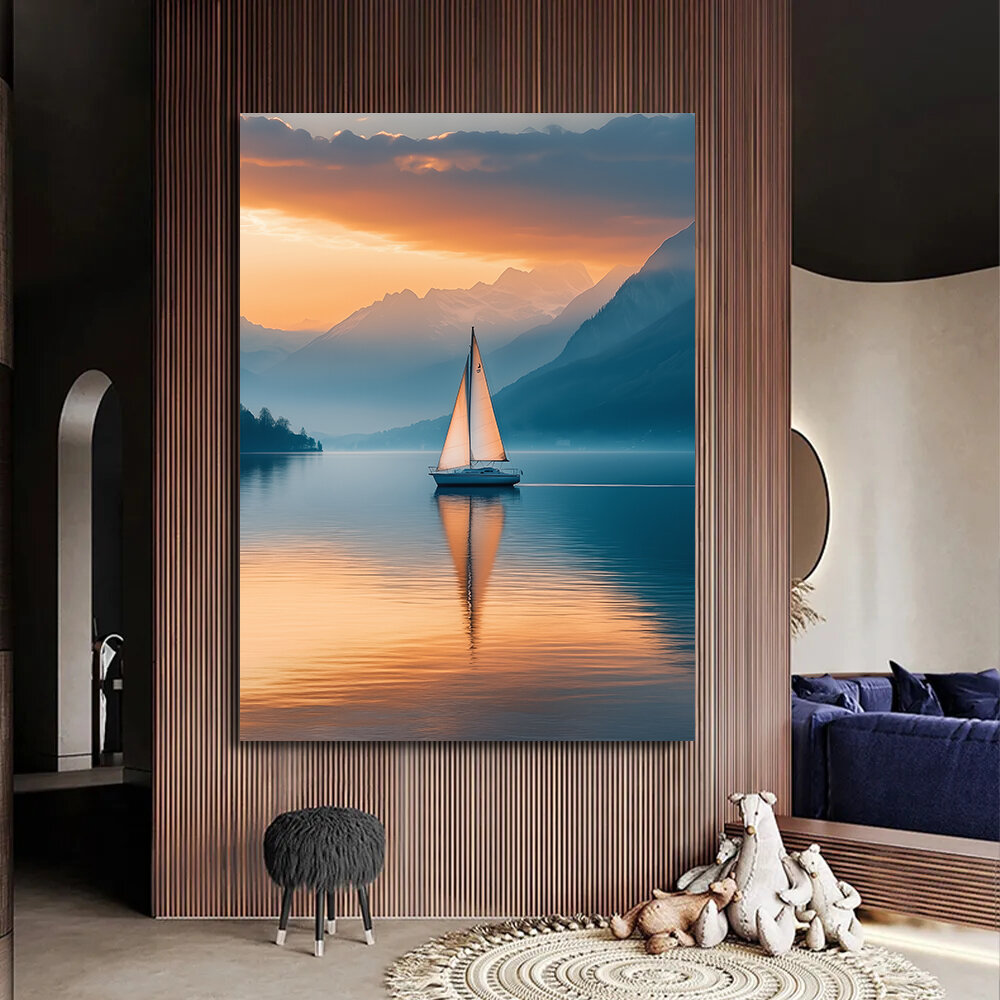 Море / пейзаж, картина море / на стену с парусником, 40х60 см.