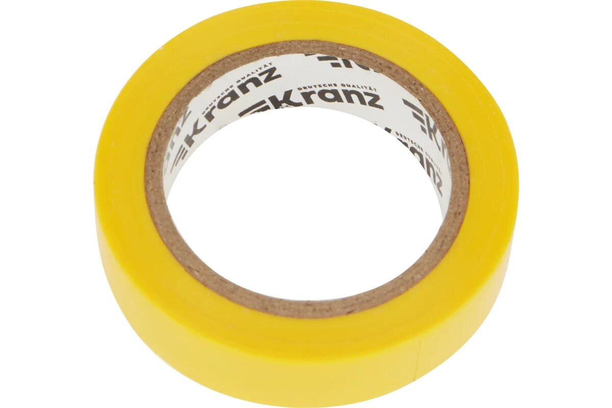 KRANZ ПВХ изолента 0,13х15 мм желтая 10 м KR-09-2002 для электрооборудования и кабелей