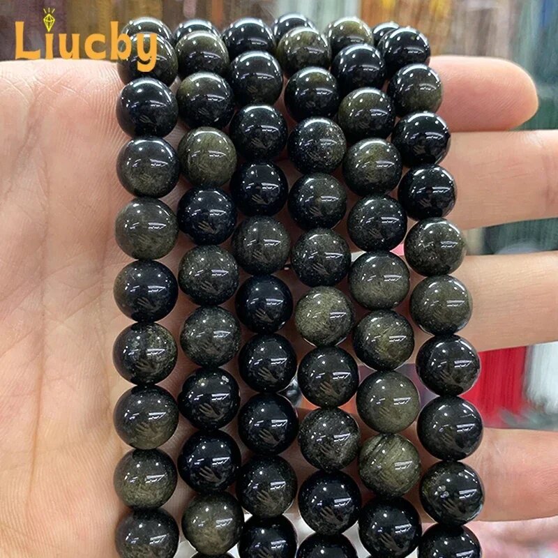 Натуральные каменные бусины содалита 4/6/8/10/12 мм 15 дюймов Черный, 6mm-about 62pcs, Obsidian