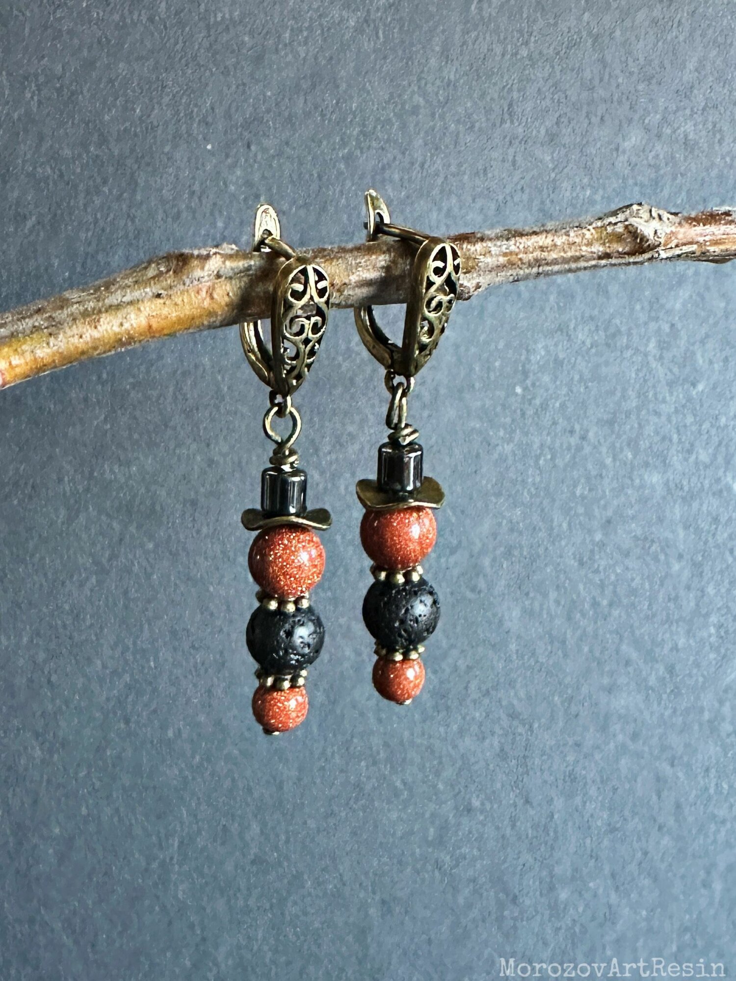 Серьги, авантюрин