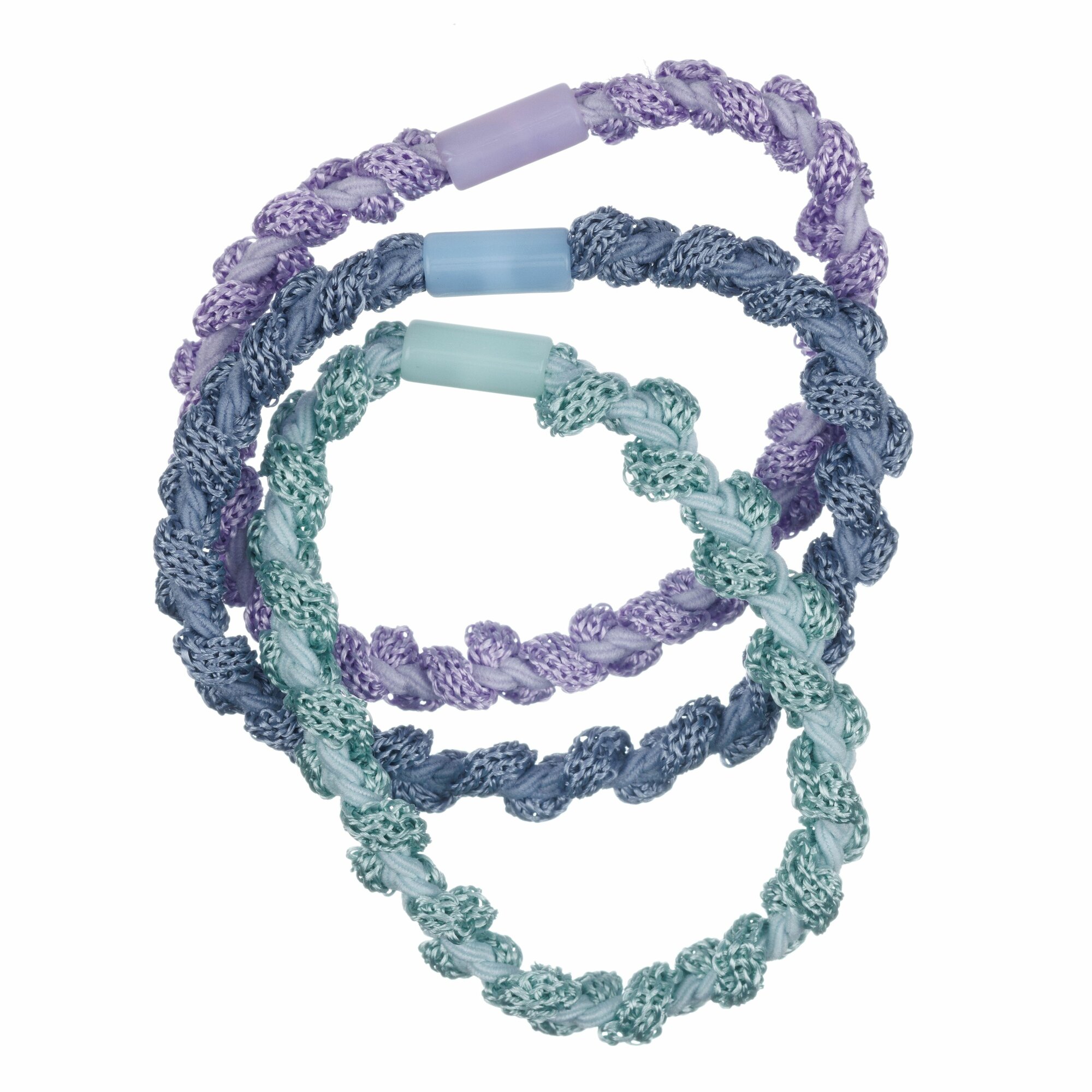 Резинки для волос Dewal Beauty, 3 шт/уп, D 50 мм, сиреневый/мятный/серо-синий