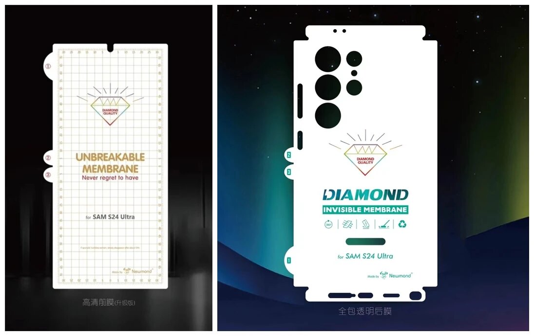 Гидрогелевая пленка Diamond Invisible Membrane для Samsung S24 Ultra, Clear Front Back