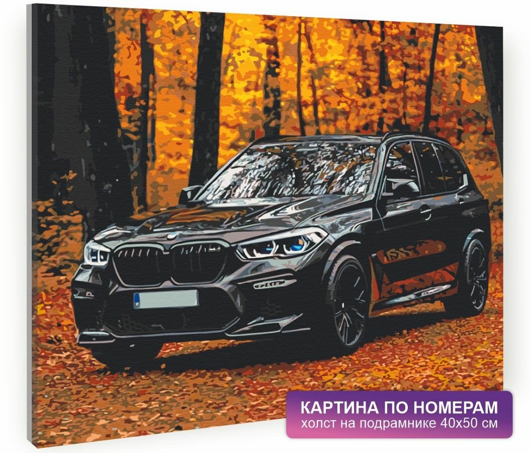 Картина по номерам на холсте с подрамником 40х50 см. Автомобиль, машина. "БМВ, BMW Х5", арт. 5421/