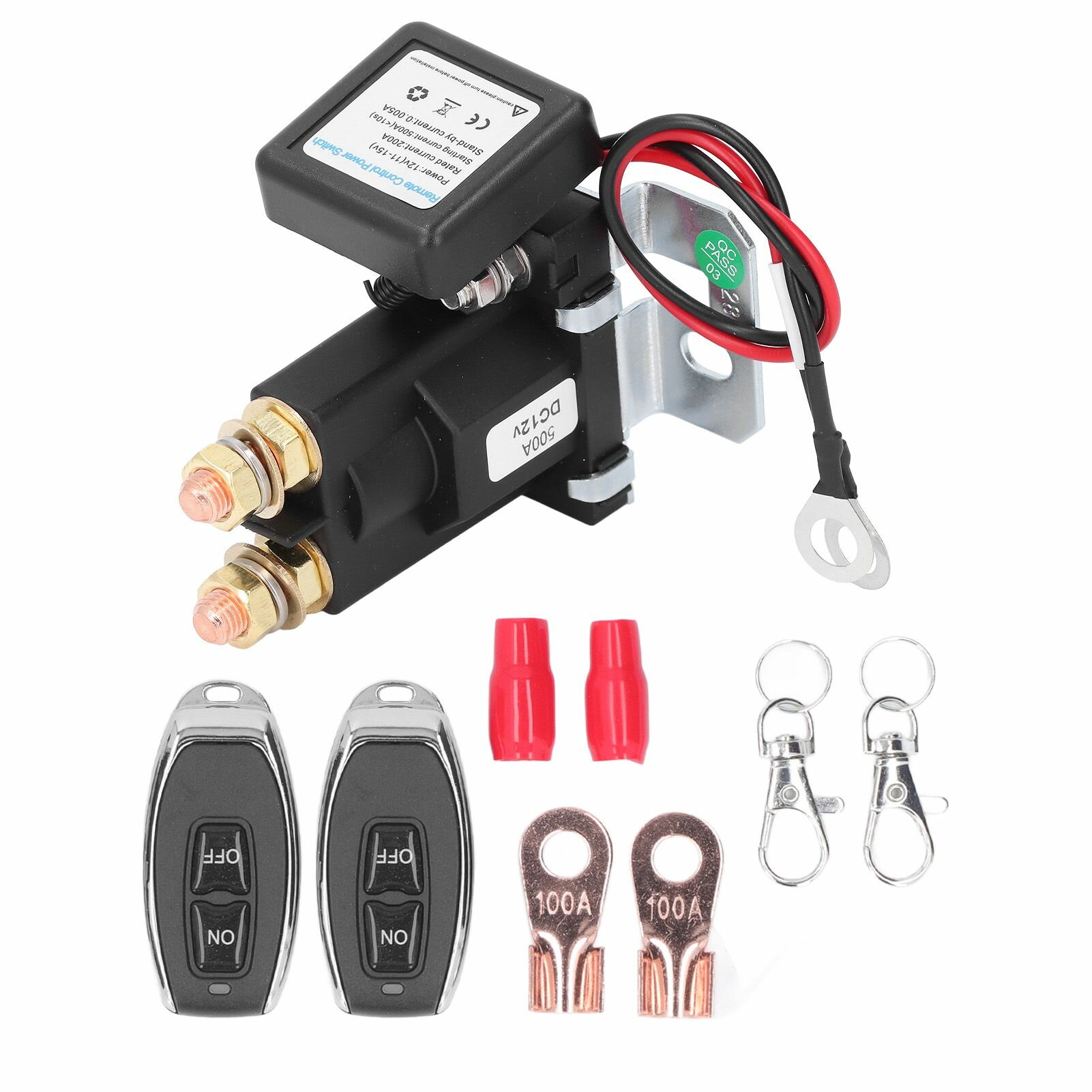 Реле 12V 500A с латунной катушкой, водонепроницаемое, 2 пульта