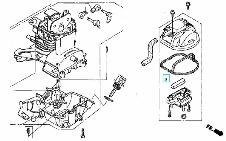 Уплотнение крышки двигателя Honda GX25; Артикул Honda: 12312Z0H300 (Оригинал)