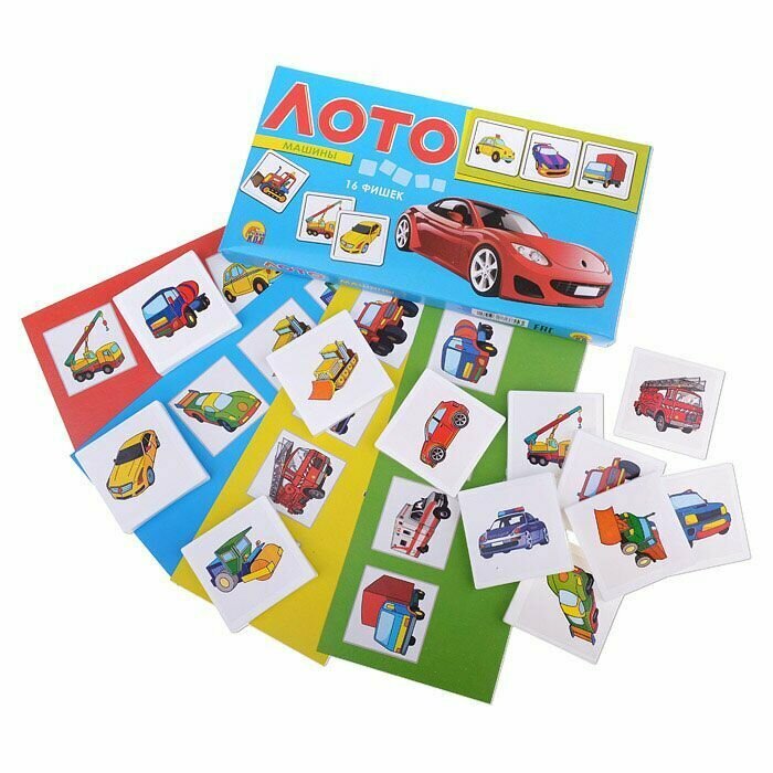 Лото Рыжий кот пластиковое "Машины", 16 фишек (9055-ИН)