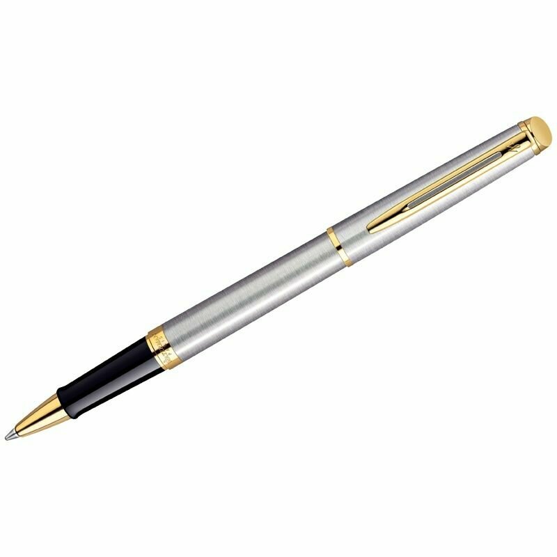 Ручка-роллер Waterman "Hemisphere Stainless Steel GT", черная, 0,8 мм, подарочная упаковка (S0920350)