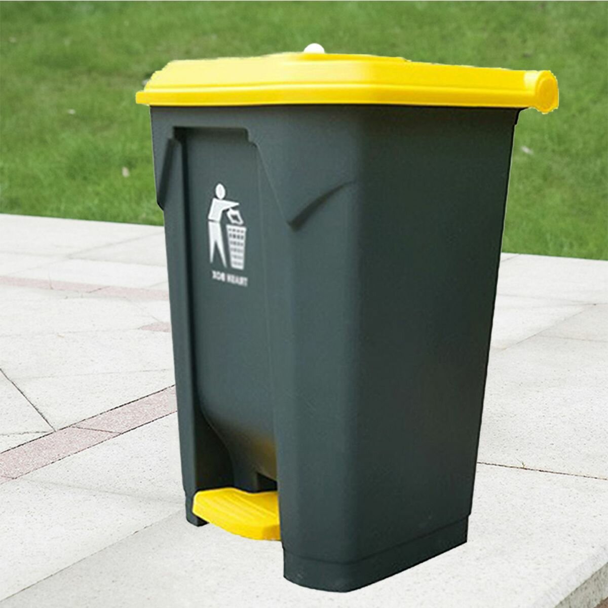 Мусорный бак, пластик, с педалью, для кухни и офиса, 15л, черный, матовый