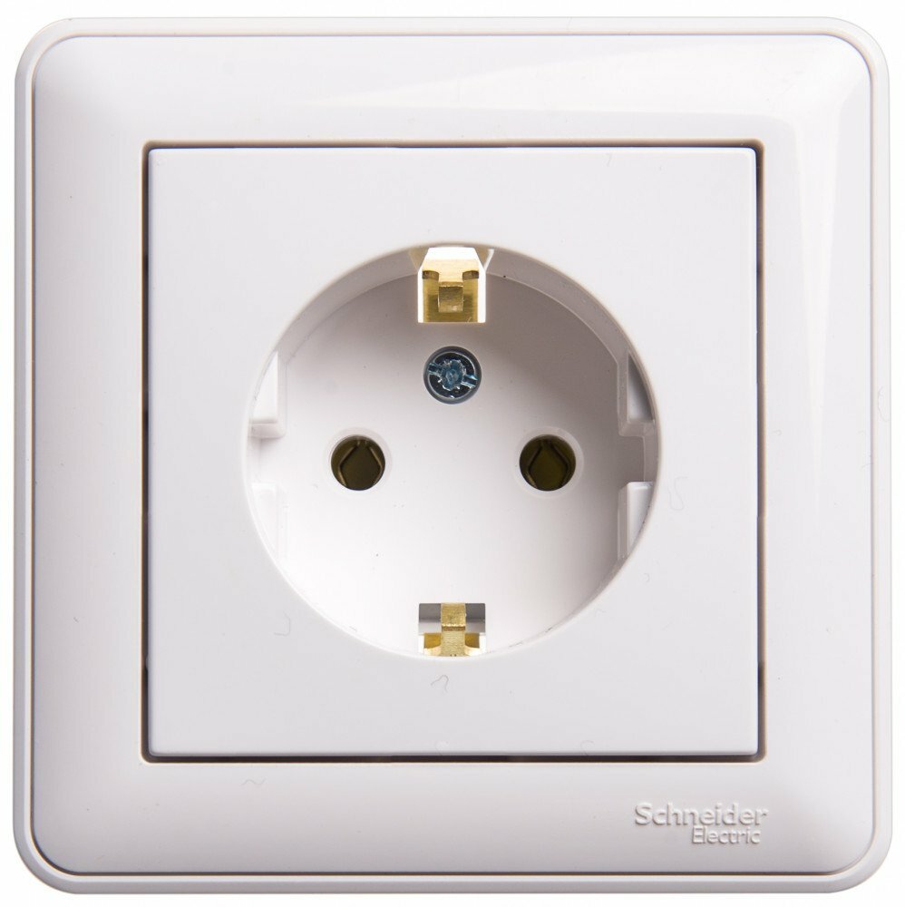 Systeme Electric Wessen 59 Бел Розетка с заземлением без шторок, 16А, (в сборе), RS16-154-18