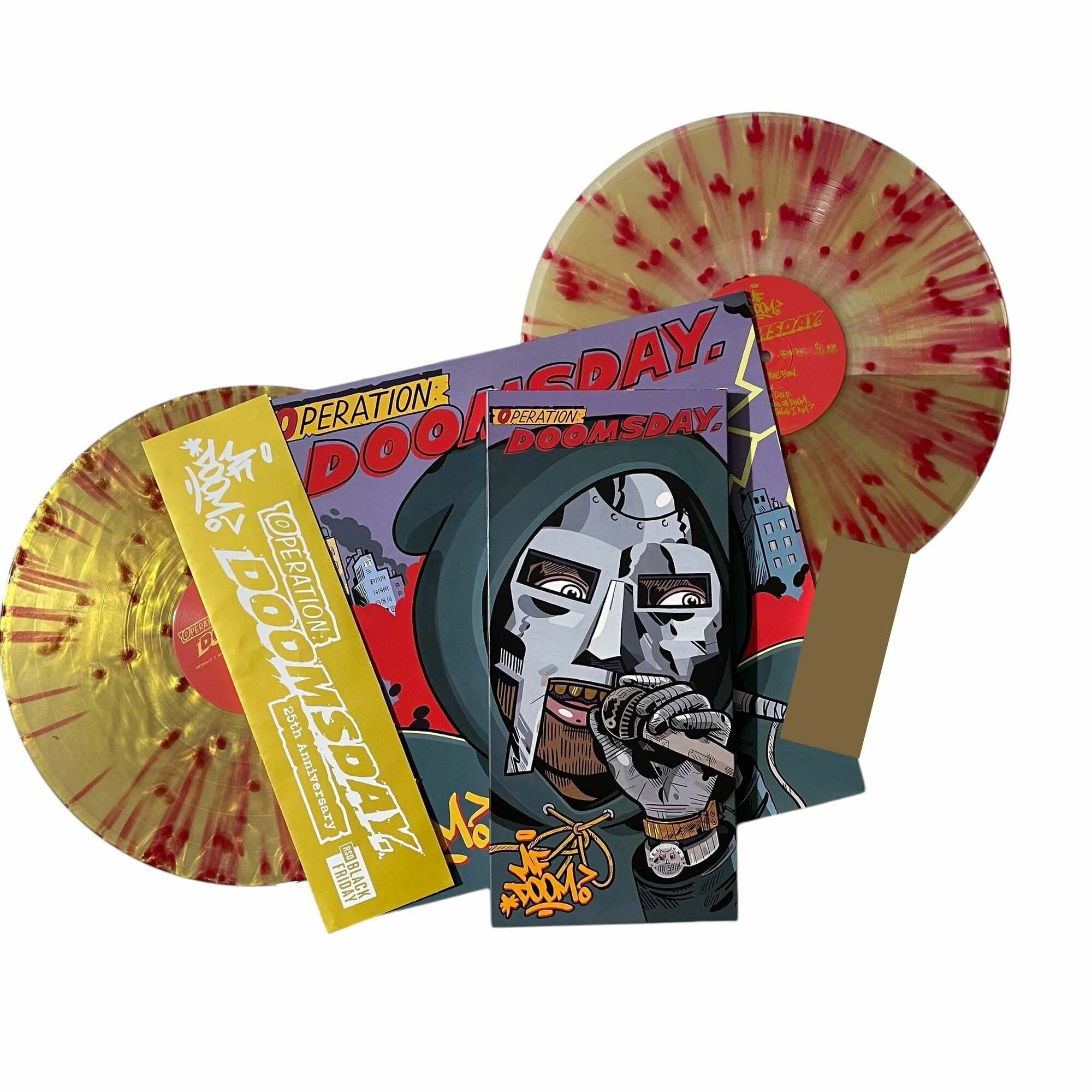 MF Doom - Operation: Doomsday (5000шт в мире Red and Gold Splatter 25th Anniversary, OBI USA Limited) Цвет: Красные и Золотые Брызги, Виниловая Пластинка от МФ Дум с Альтернативной Обложкой