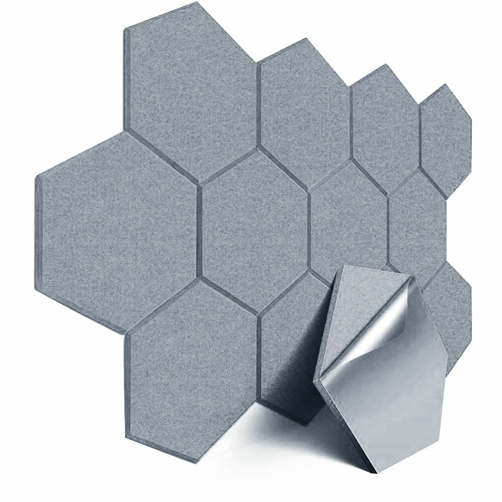 Большой Шестиугольник Самоклеящиеся акустические звукоизоляционные декоративные панели для стен, 12 шт