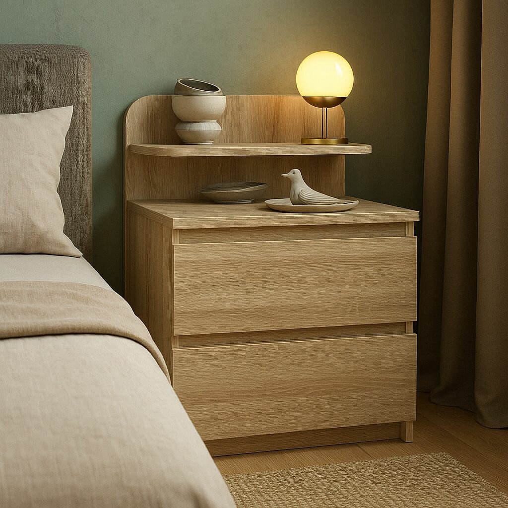 Тумба прикроватная "Чикаго", ЛДСП, 2 ящика, цвет дуб сонома, 40,4х32,4х58,8 см