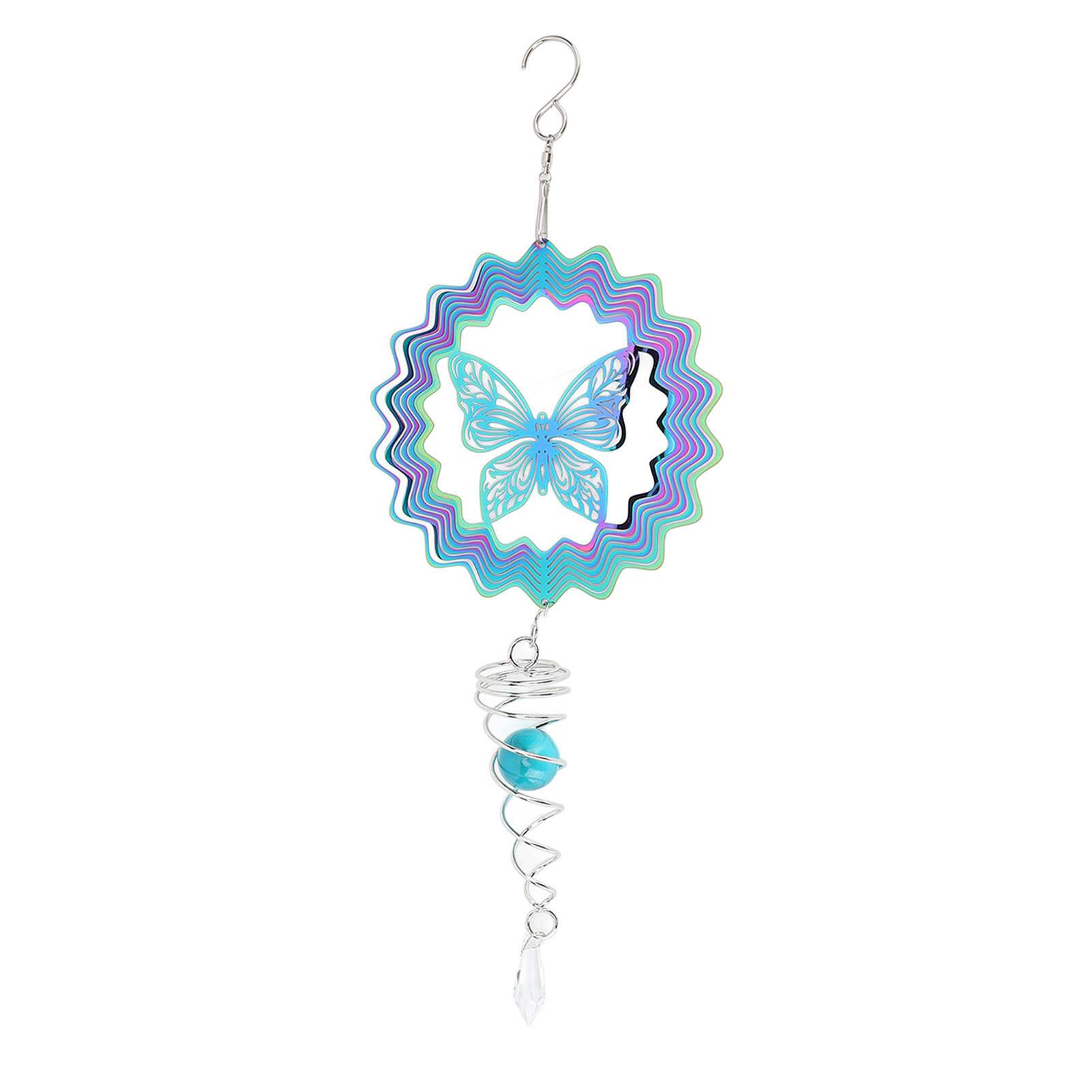 Декоративная металлическая 3D-скульптура ветряной вертушки с градиентным цветом и спиральным хвостом для сада, балкона и окна.