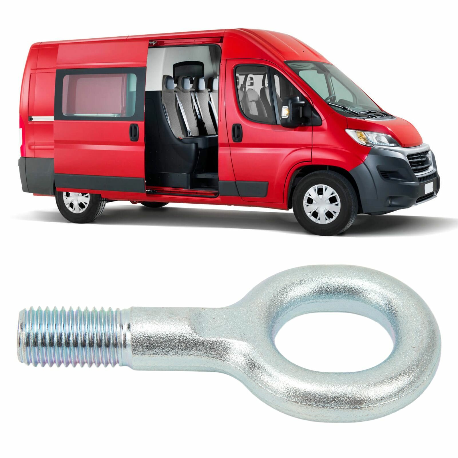 Буксировочный крюк 1348135080 — кованая сталь, замена петли для Citroen Relay, Peugeot Boxer, Fiat Ducato 2006+