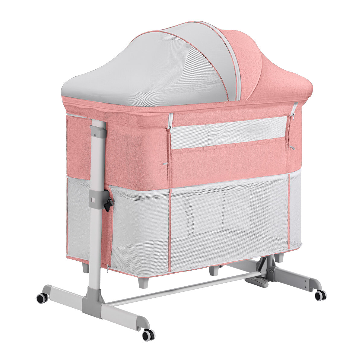 Детская кроватка Dearest Baby R809, приставная, маятниковая, розовая